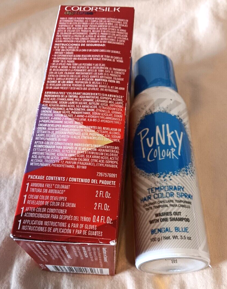 Revlon Colorsilk Hair Color 91D Silver Blue & Punky Colour Spray Bengal ...