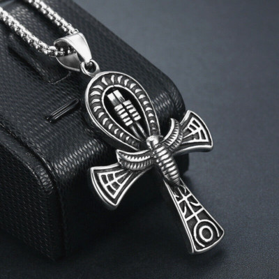 Men's Ankh Cross Key of Life Pendant Necklace Egyptian Jewelry Chain 24 ...
