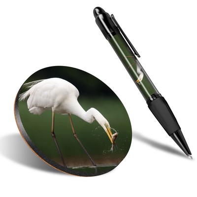 1 x Round Coaster & 1 Pen Great Egret Bird Nature #51067 | eBay