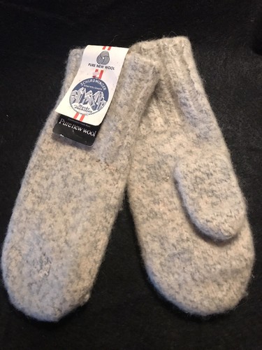 Vtg NWT Pure New Wool SCHLADMINGER Austrian MITTENS Schurwolle GRAY Sm ...