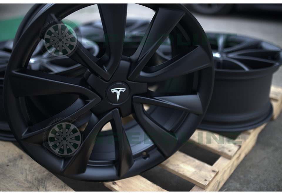 Tesla Model 3 Wheels SATIN BLACK 19" 19 INCH Rims Wheel Stiletto 2017 ...