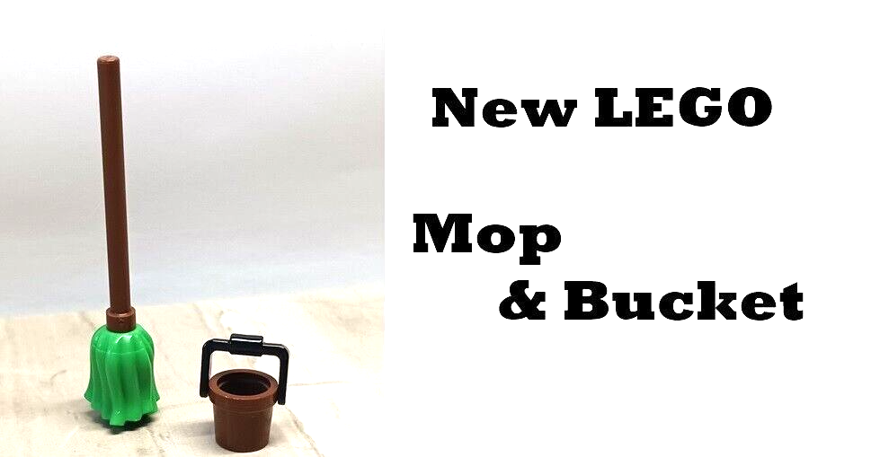 New LEGO Mop Bucket Clean Up Crew Brown Bucket Handle Long Warehouse ...