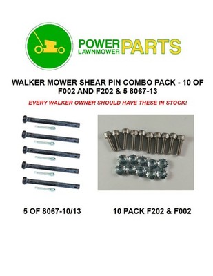WALKER MOWER SHEAR PIN COMBO PACK - 10 OF F002 AND F202 & 5 8067-13 | eBay