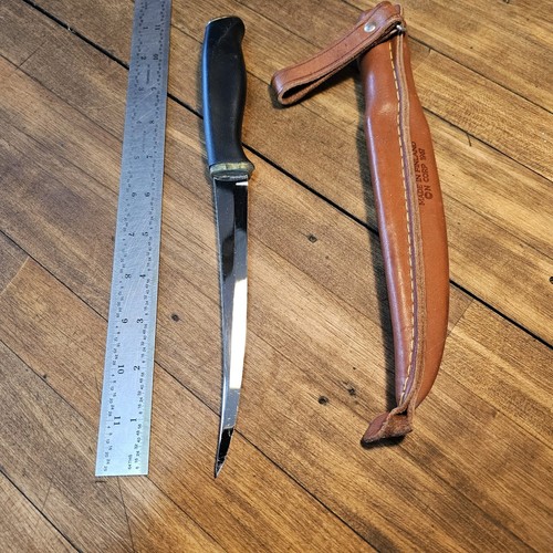 Fiskars 6" Fixed Blade Fish Fishing Fillet Knife & Leather Sheath ...