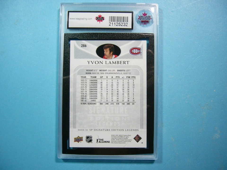 2020/21 UPPER DECK SP SIGNATURE LEGENDS HOCKEY CARD #286 YVON LAMBERT ...