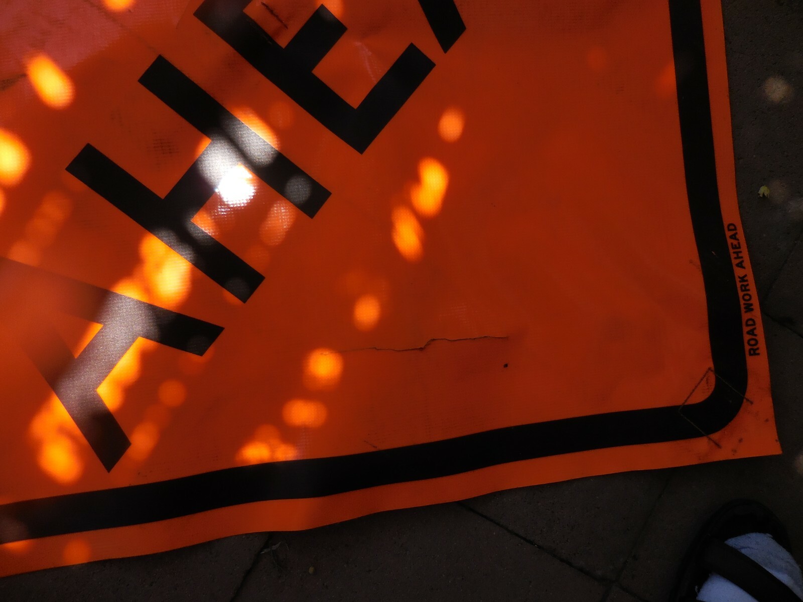 Vintage Authentic Large Vinyl Street Sign, ROAD WORK AHEAD measures 68 ...