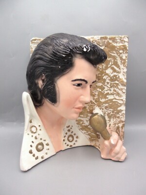 VTG Elvis Presley With Mic Chalkware Plaster Bust Tabletop Or Wall ...