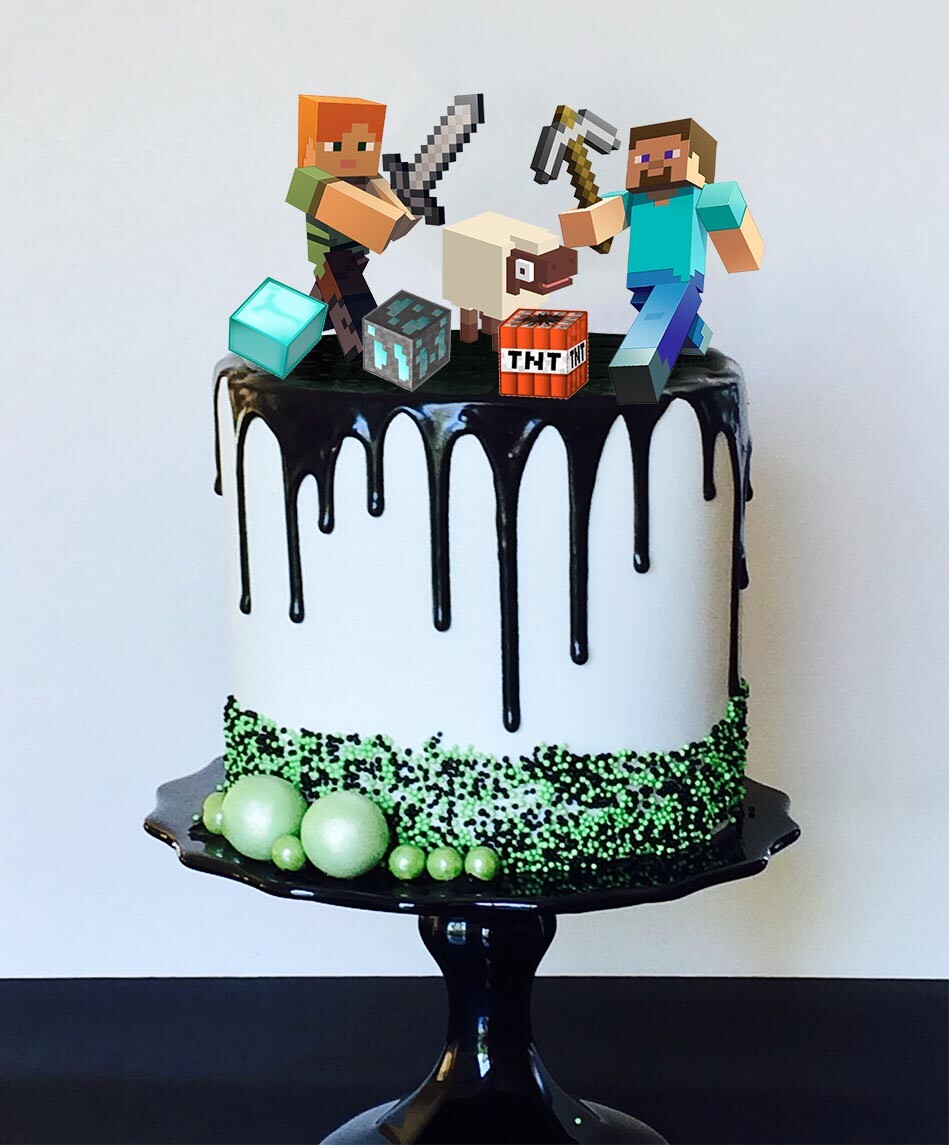 Minecraft Birthday Cake Toppers