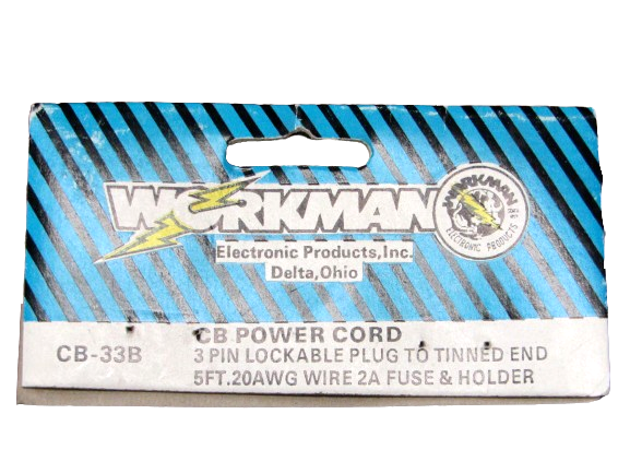 Workman CB Power Cord 3 Pin Lockable Plug Tinned End 5ft. 20 AWG Wire ...