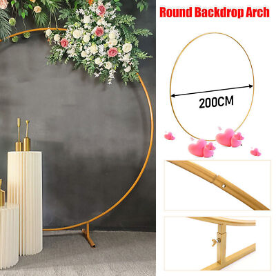 2M Round Hoop Balloon Arch Backdrop Flower Gold Display Stand Frame ...