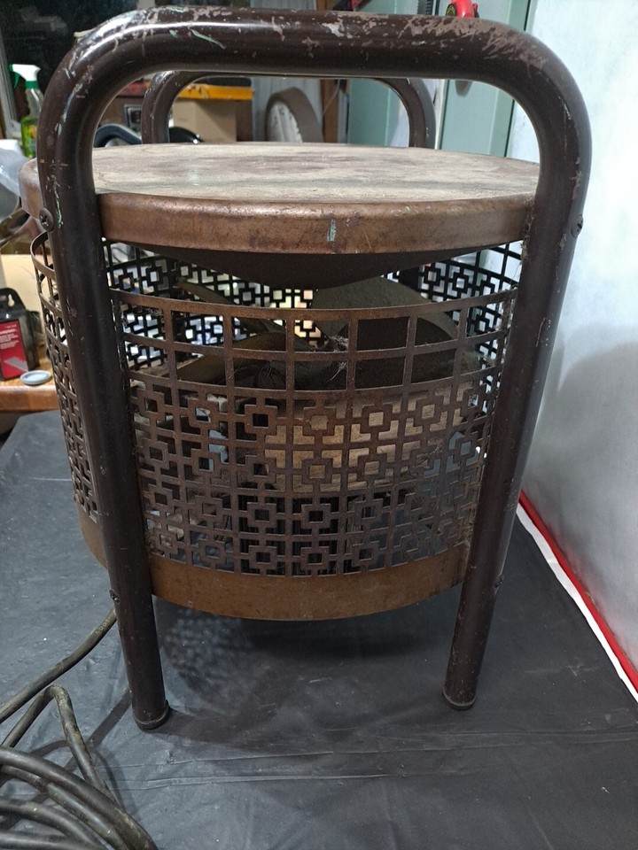 Vintage Metal Mid Century Hassock Footstool Fan Redmond 6102 16.5" X 13 ...