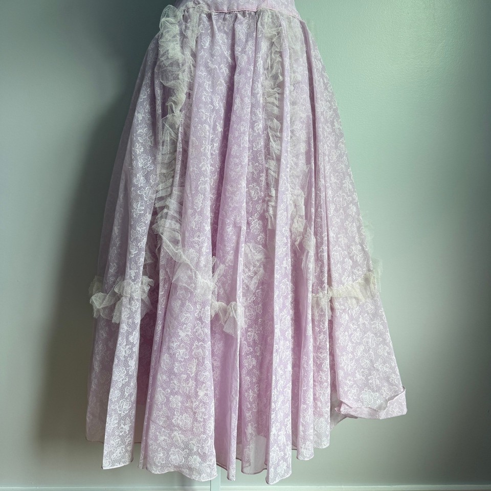 Vintage 60s Coquette Strapless Lavender Lace Floral Prom Party Dress ...