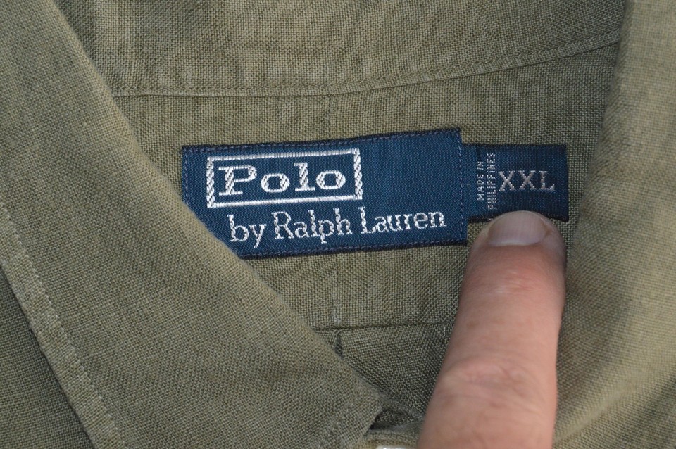 VTG Polo Ralph Lauren men's L/S Safari shirt Green 100% Linen | eBay