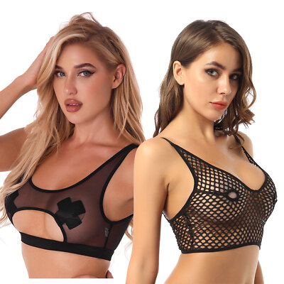 Women Sexy Hollow Out Netted Lingeries Crop Top Hollow Out Nipples Bra Tops | eBay