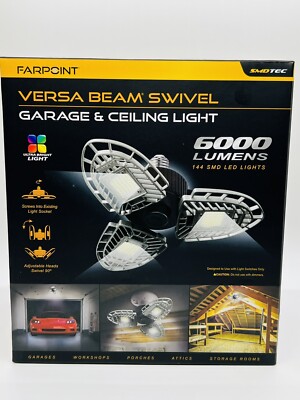 6000 Lumens Versa Beam Swivel Garage Ceiling Lights LED Farpoint Easy ...