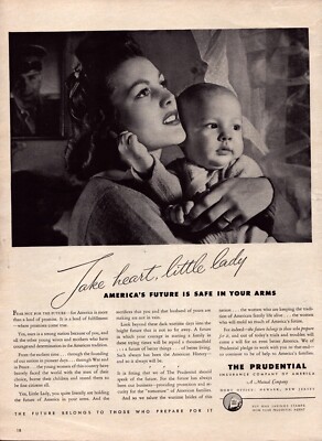 1943 Prudential Insurance Company Lady Holding Baby WWII Vintage Print ...