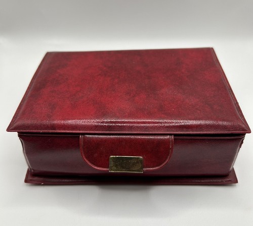 Vintage Red Presentation Jewelry Box Organizer Trinket Yellow Velvet ...