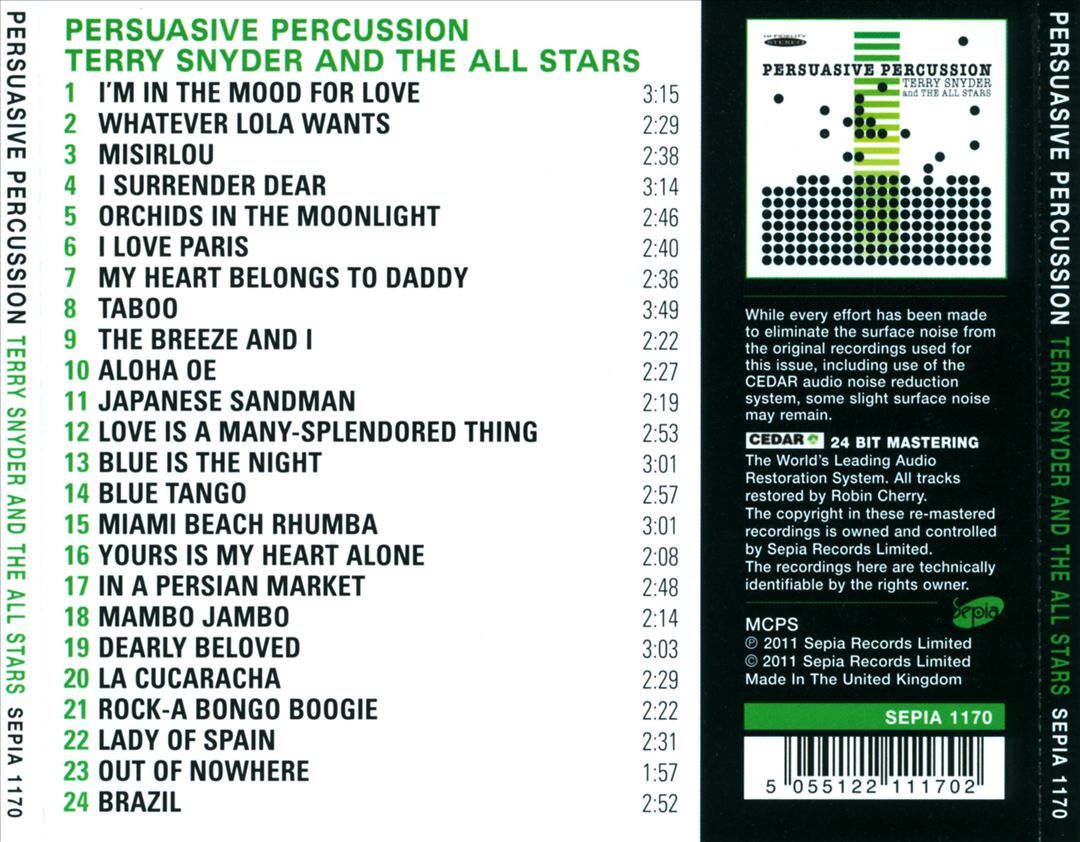 TERRY SNYDER & THE ALL STARS/TERRY SNYDER - PERSUASIVE PERCUSSION * NEW ...