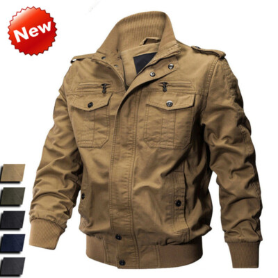 Men's Military Cargo Jacket Cotton Coat Army Winter Work Tactical ...