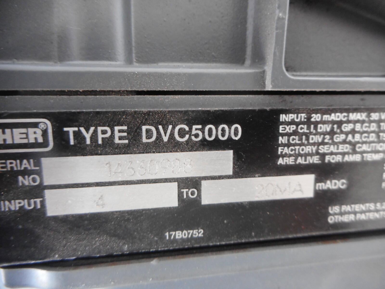 FISHER FIELDVUE DVC5000 VALVE POSITIONER CONTROLLER -- DVC5010 4-20MA ...
