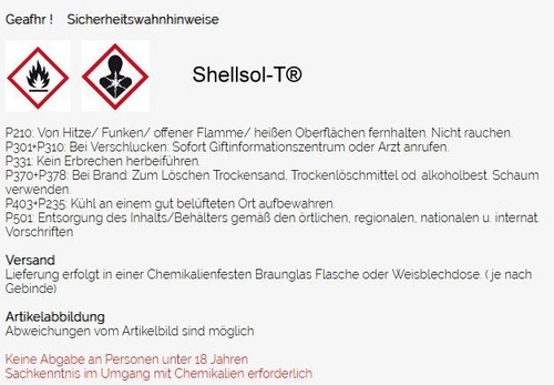 500 ml Shellsol-T®,Terpentinersatz, geruchslos, Lösungsmittel ...
