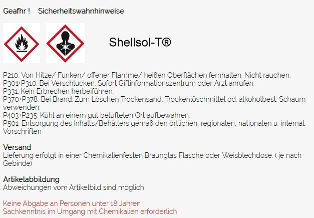 500 ml Shellsol-T®,Terpentinersatz, geruchslos, Lösungsmittel ...