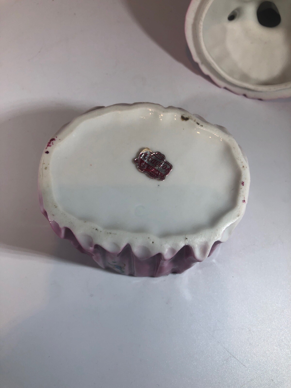 VINTAGE POWDER JAR VICTORIAN LADY HALF DOLL ART DECO GIRL PORCELAIN ...