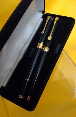 Vintage L'Plume Unique Set Of Pens Tennis Racquet Wimbledon Green Gold ...