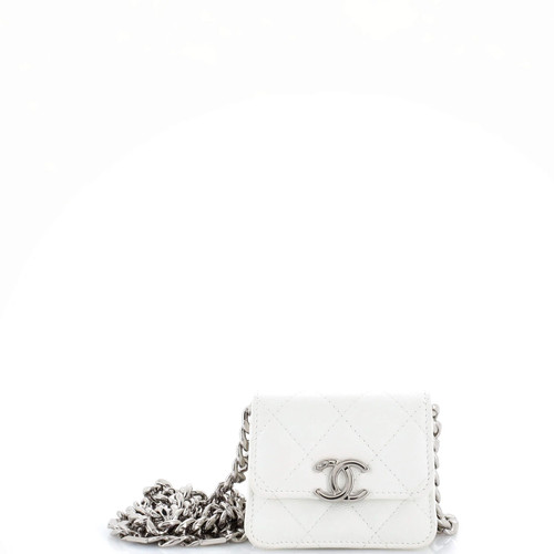 Chanel Coco Enamel Strap Flap Clutch with Chain Quilted Caviar Mini | eBay
