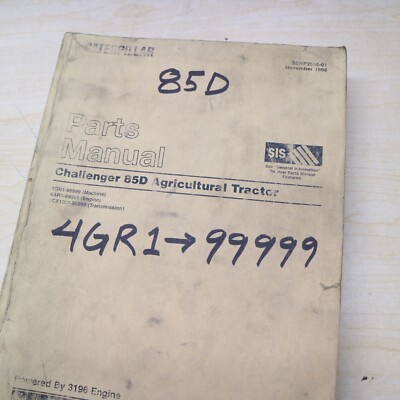 Caterpillar Challenger 85D Tractor Parts Manual CAT catalog spare LIST ...