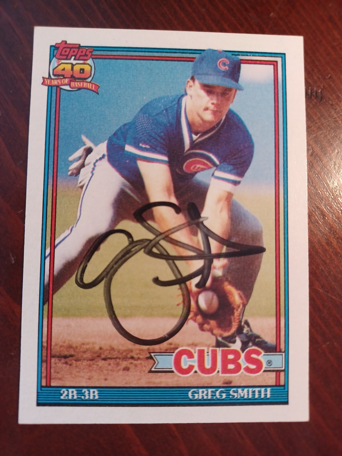 GREG SMITH 1991 Topps # 560 autographed signed card CHICAGO CUBS 91 ...