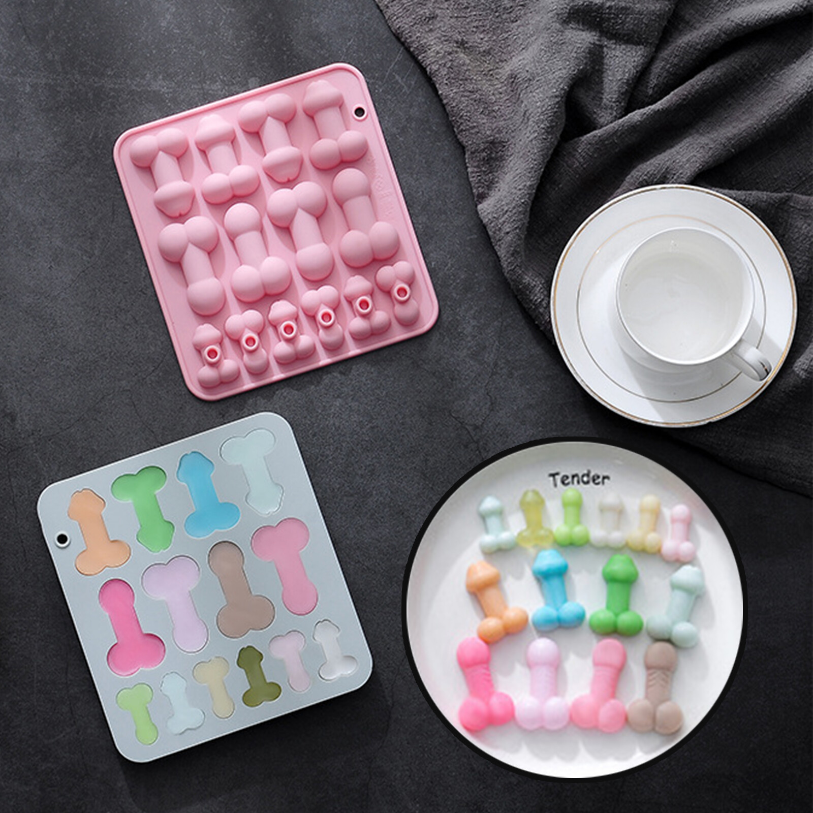 Penis Shapes Chocolate Mould Silicone Candy Cake Decoration Willy Mold ...