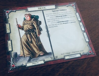 Talisman | Monk, Character Card | Official Extra/Replacement Game Piece ...