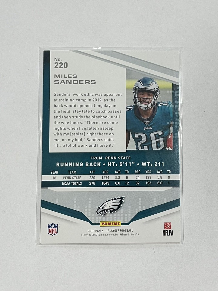 2019 Panini Playoff Miles Sanders Rookie Card RC #220 Philadelphia ...