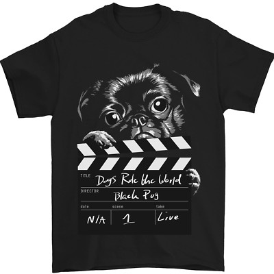 Dogs Rule the World Movie Black Pug Funny Mens T-Shirt 100% Cotton | eBay