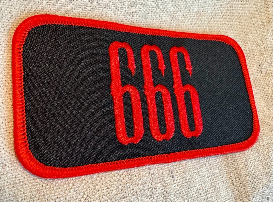 666 PATCH - DEVIL SATANIC EVIL NAMETAG red NUMBER BEAST embroidered ...