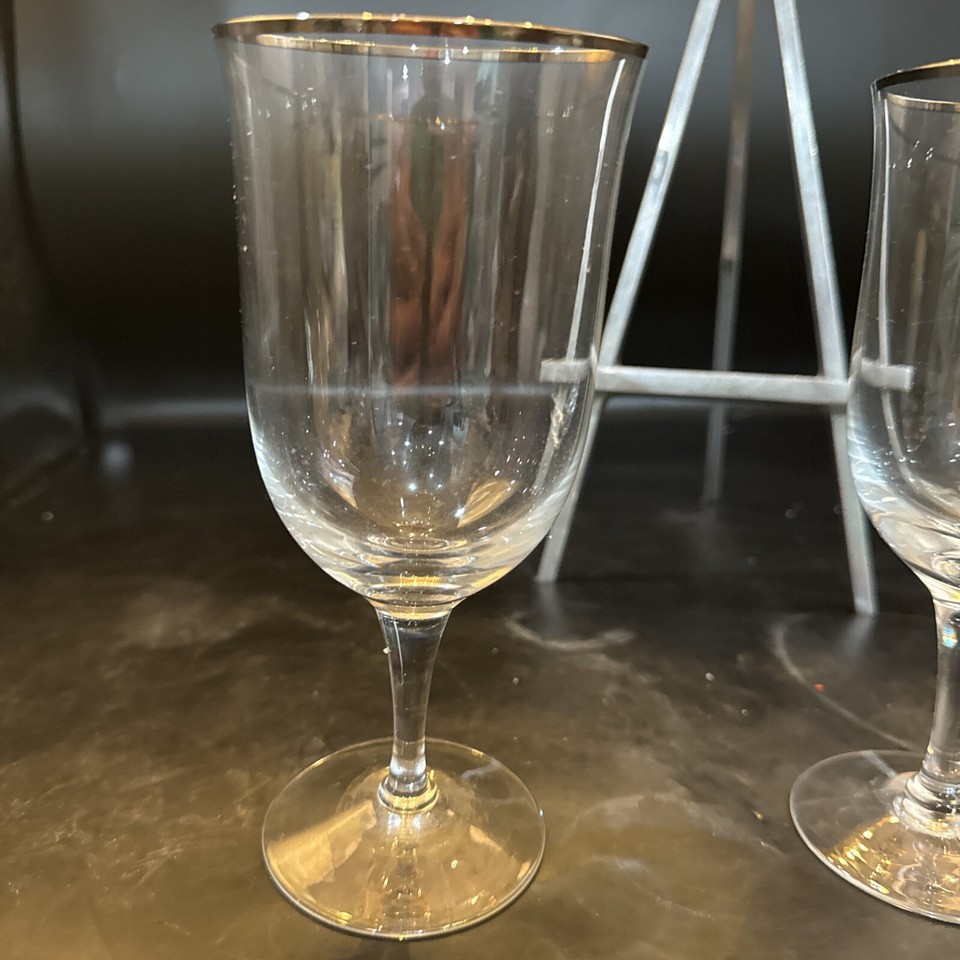 2 Noritake Paris 867 Crystal Iced Tea Goblet Stemware 7 5/8" Platinum ...