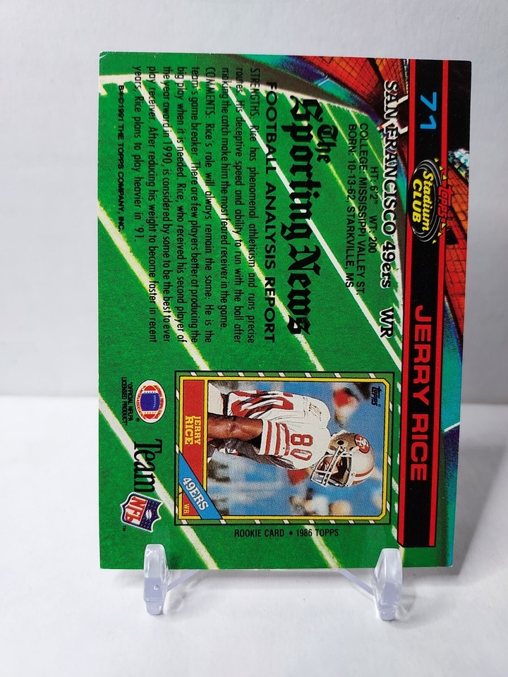 1991 Stadium Club Football Card #71 Jerry Rice San Francisco 49ers | eBay