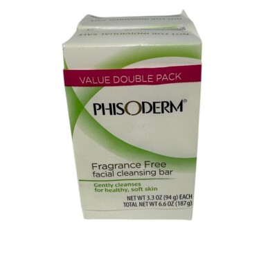 Phisoderm Fragrance Free Facial Cleansing Bar Soap Face Double Pack 3.3 ...