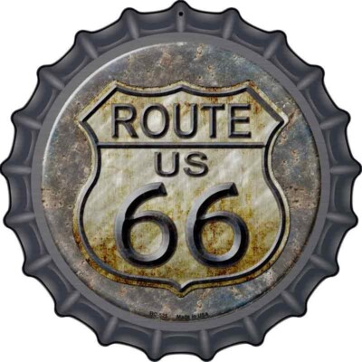 Rusty Route 66 Novelty Metal Bottle Cap Aluminum Circle Plaque Sign ...