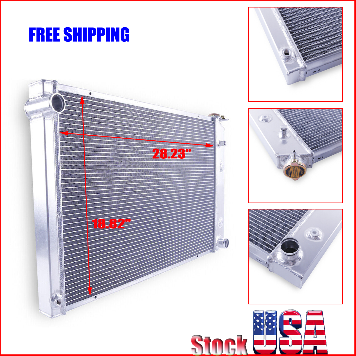 3Row Aluminum Radiator For 1973-1987 83 Chevy C10 Scottsdale Cheyenne 5 ...