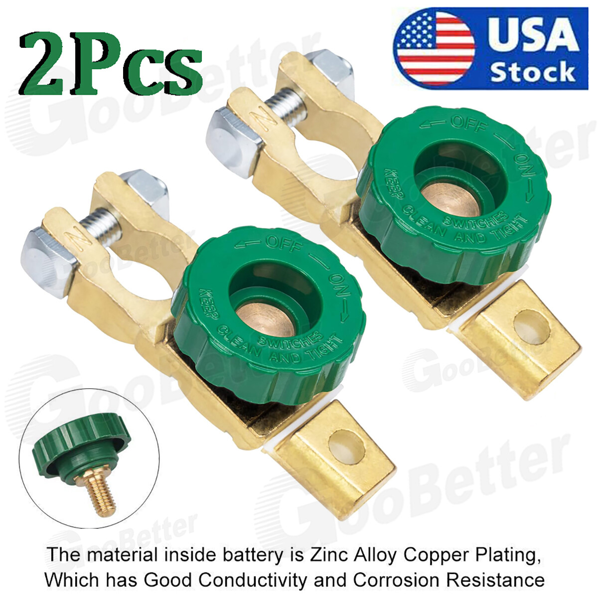 2pcs Car Battery Terminal Quick Cut On Off Disconnect Boat Master Kill ...