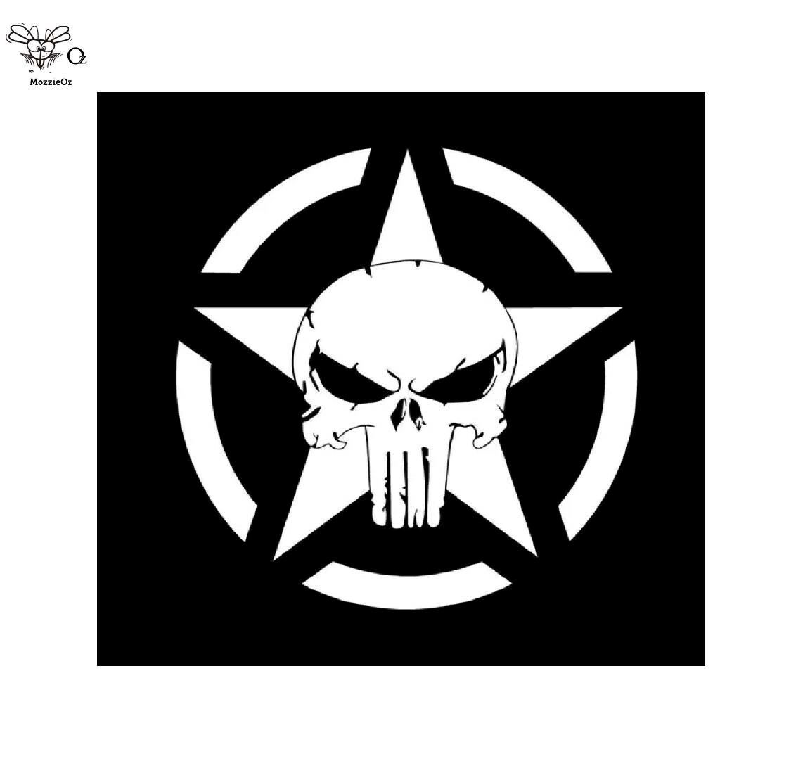 Punisher Skull Star Styling Sticker Silver Decal 16.5cm x 16.5cm | eBay