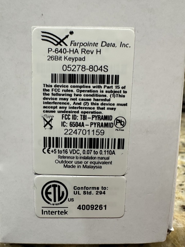 Farpointe Data Card Reader+keypad Model Wiegand Output | eBay