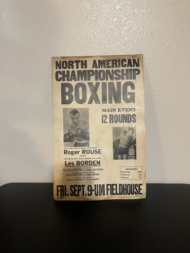 Rare Boxing Poster Roger Rouse Vs. Les Borden Main event Fri Sept 9 ...