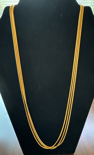 Gold Tone 3 Strands Snake Chain Necklace 30” | eBay