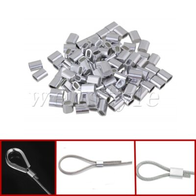 100PCS M3 Oval Aluminum Sleeves Clamps Swage Clip for 3mm Wire Rope | eBay