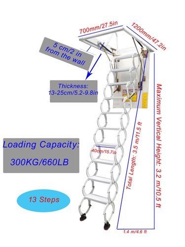 Hidden Telescopic Folding Ladder Attic Loft Wall Ladder Stairs ...