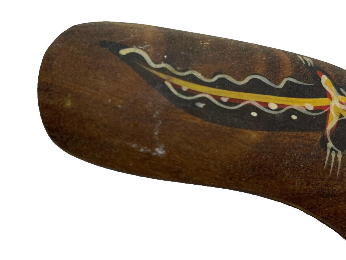 Australia Bunabiri Hand Painted Alligator Wooden Boomerang 6 ...
