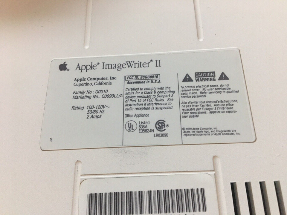 Apple Macintosh Image Writer ii Powers on UNTESTED PARTS & REPAIR ...